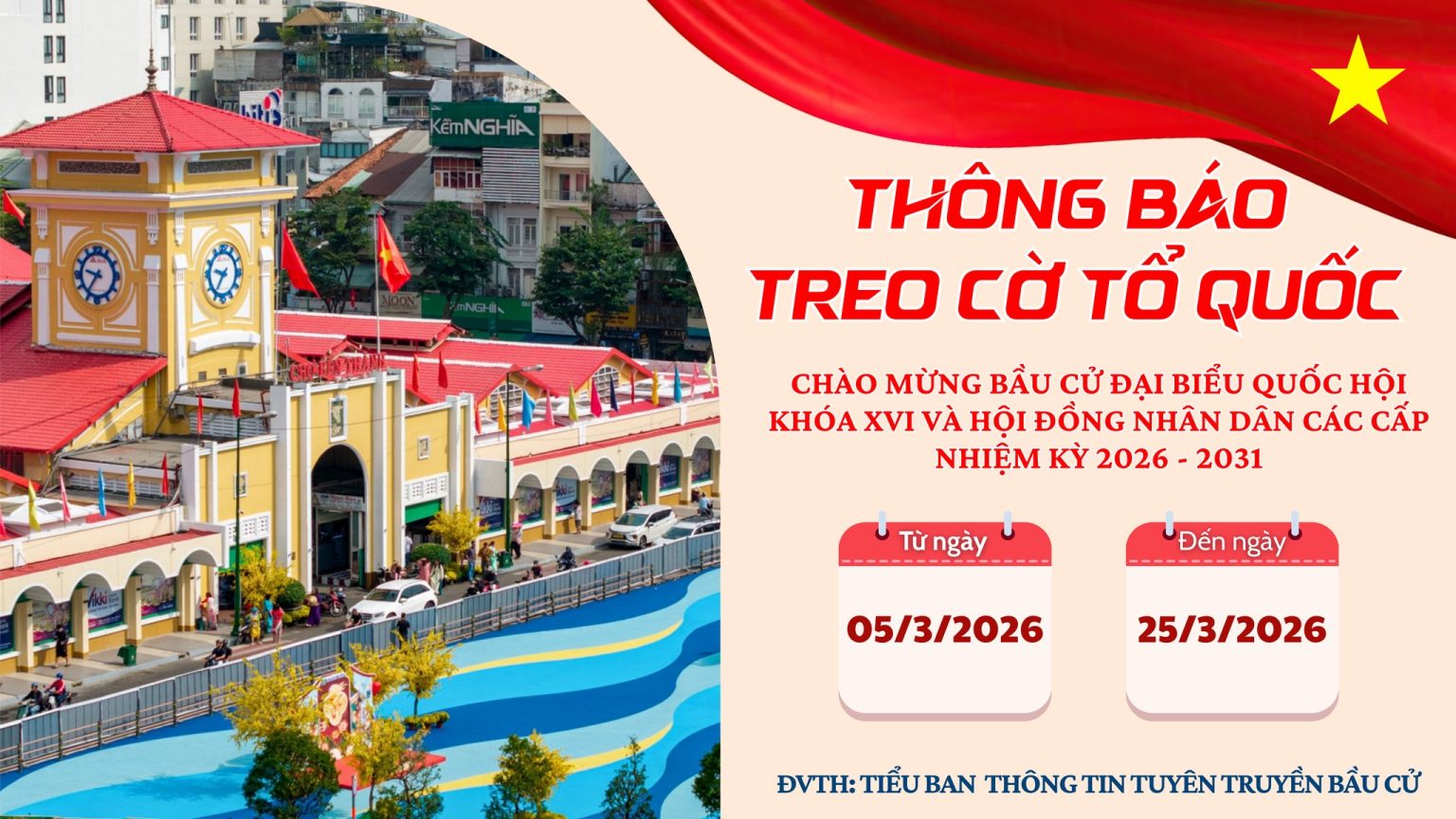 PHƯỜNG BẾN THÀNH THÔNG BÁO VỀ VIỆC TREO CỜ TỔ QUỐC CHÀO MỪNG BẦU CỬ ĐẠI ...